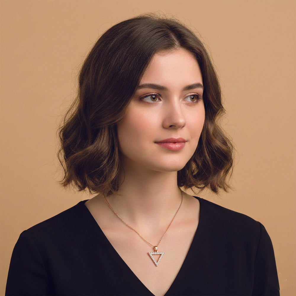 JewelMaze Modern Triangle Chain Pendent Necklace For All Occassions