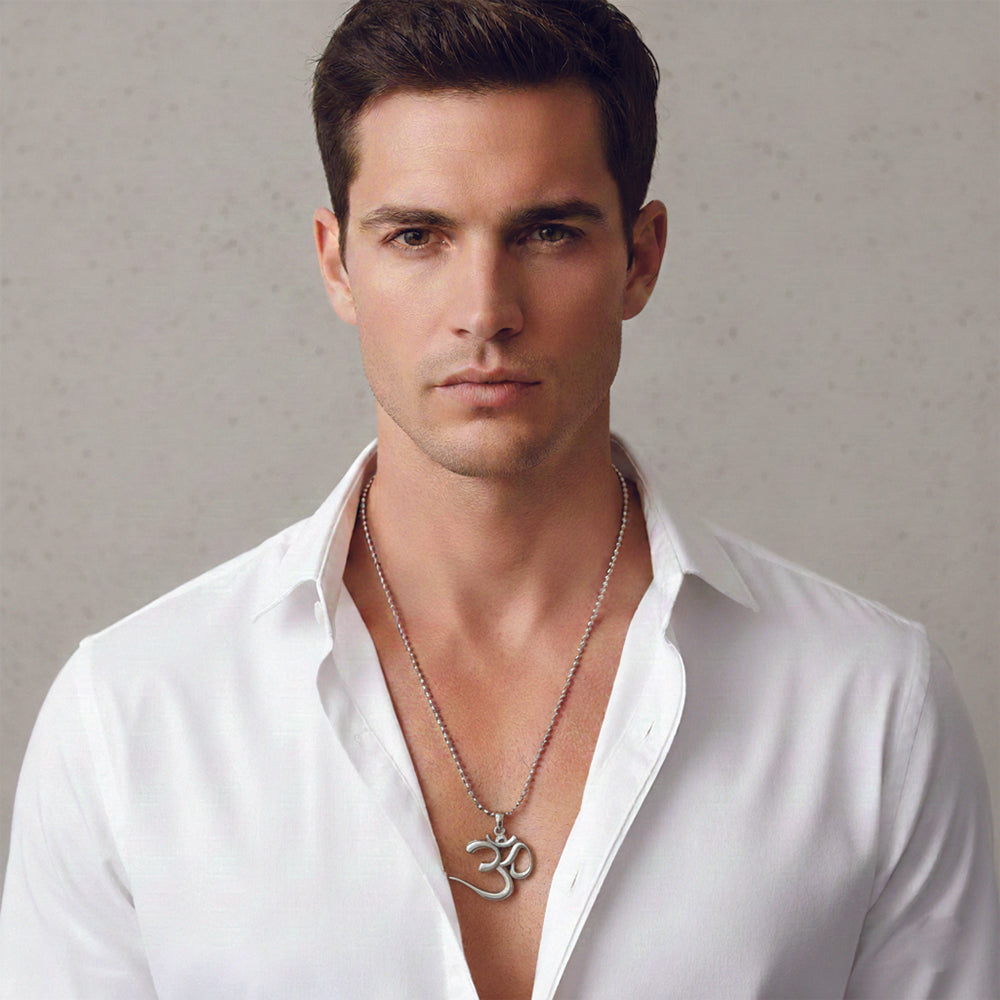 Jewelmaze Spiritual Om Symbol Pendant Chain for Men